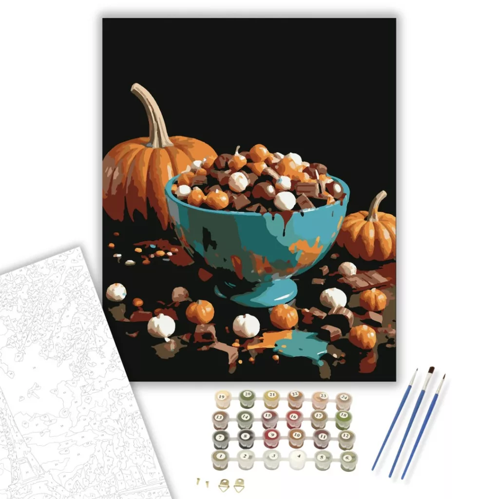 Halloween édesség kavalkád - számfestő készlet - 40×50 cm, k